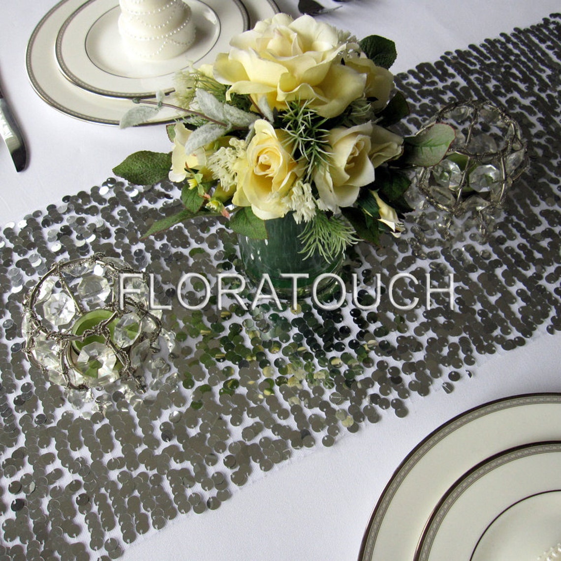Silver Sequin Table Runner Wedding Table Runner - Etsy