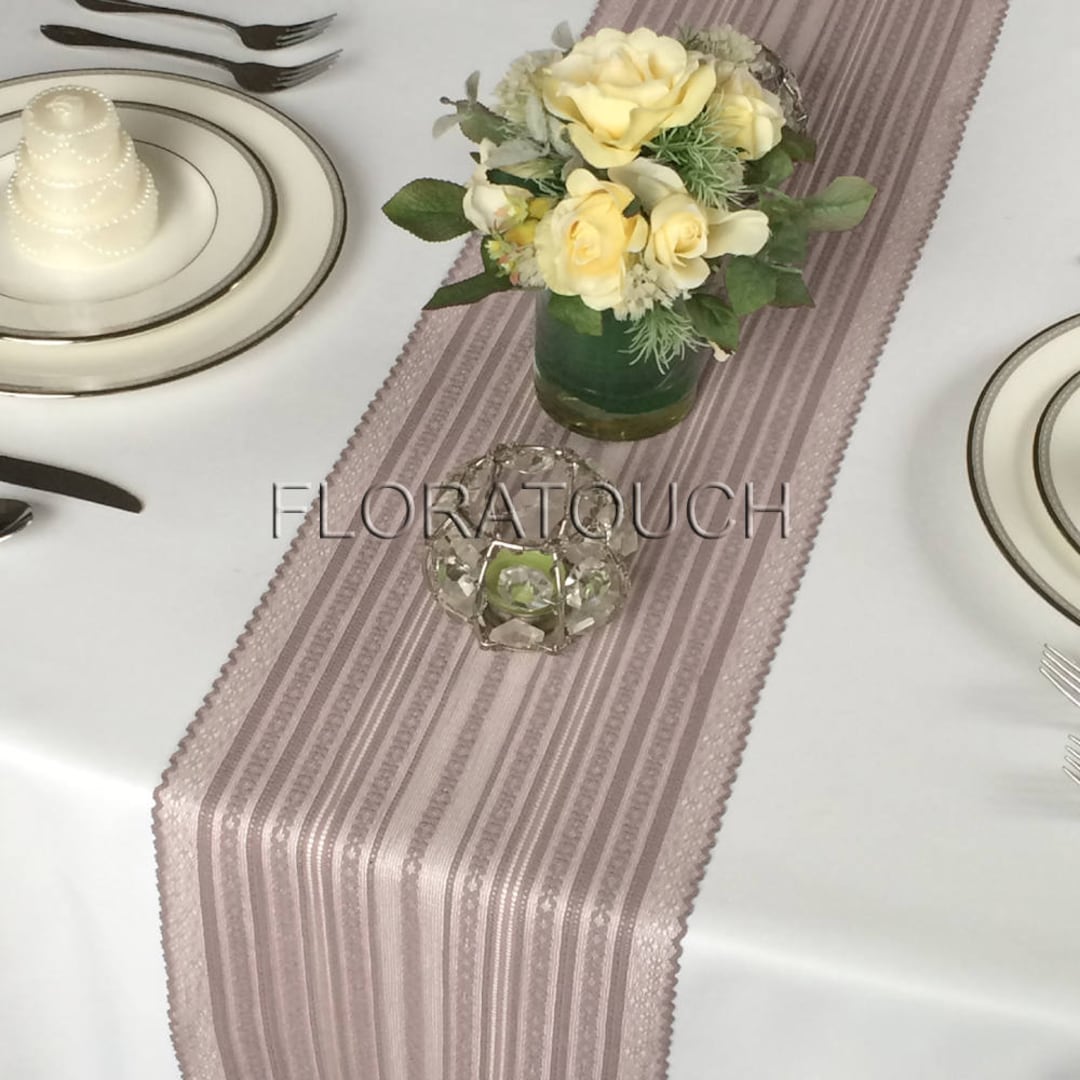 Gray Floral Stripes Lace Table Runner Wedding Table Runner - Etsy