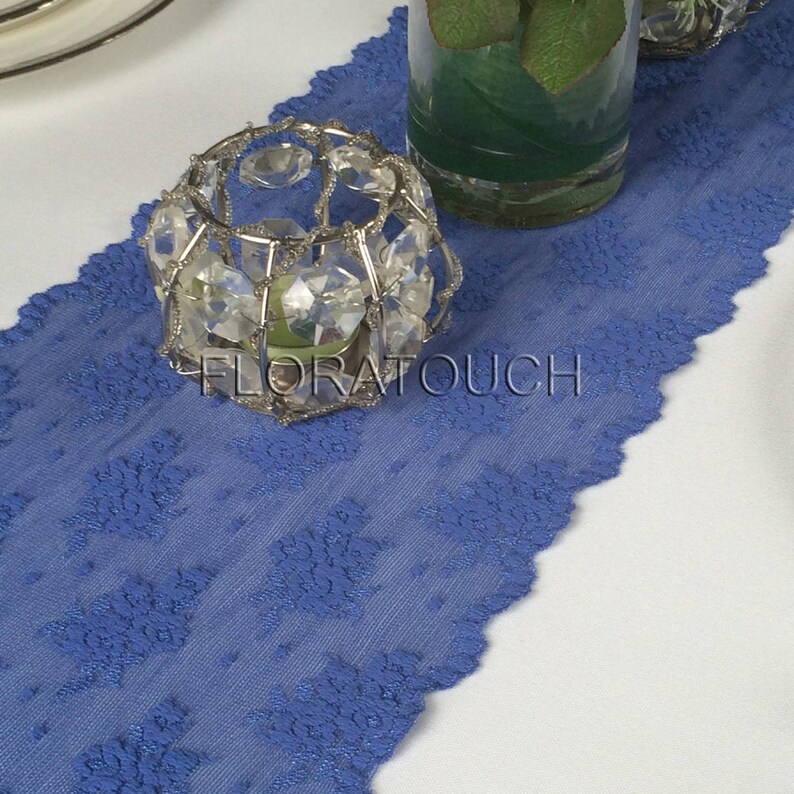 Blue Lace Table Runner With Flowers Wedding Table Runner | Etsy