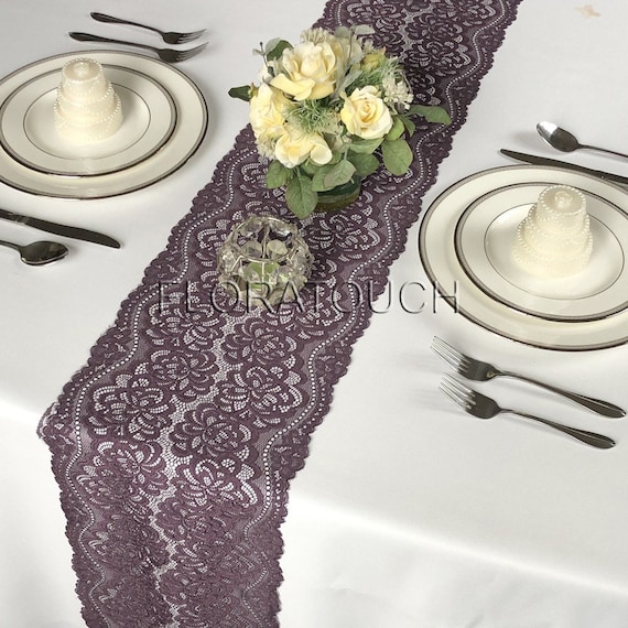 Dark Plum Lace Table Runner Wedding Table Runner 9.5 - Etsy