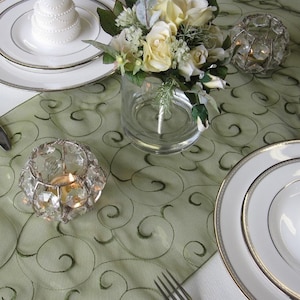 Swirl Embroidered Organza Table Runner (many Colors Available) - Etsy
