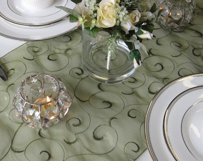 Swirl Embroidered Organza Table Runner many Colors Available - Etsy