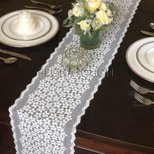 Ivory Floral Lace Table Runner Wedding Table Runner 9.25" Wide ...