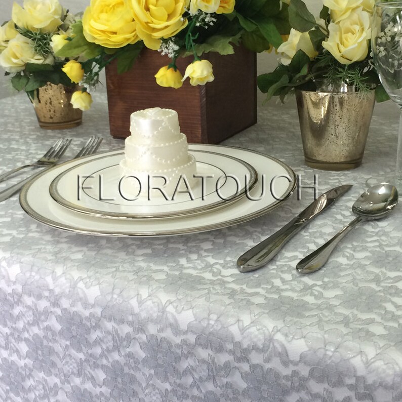 Silver Lace Tablecloth Overlay - Etsy
