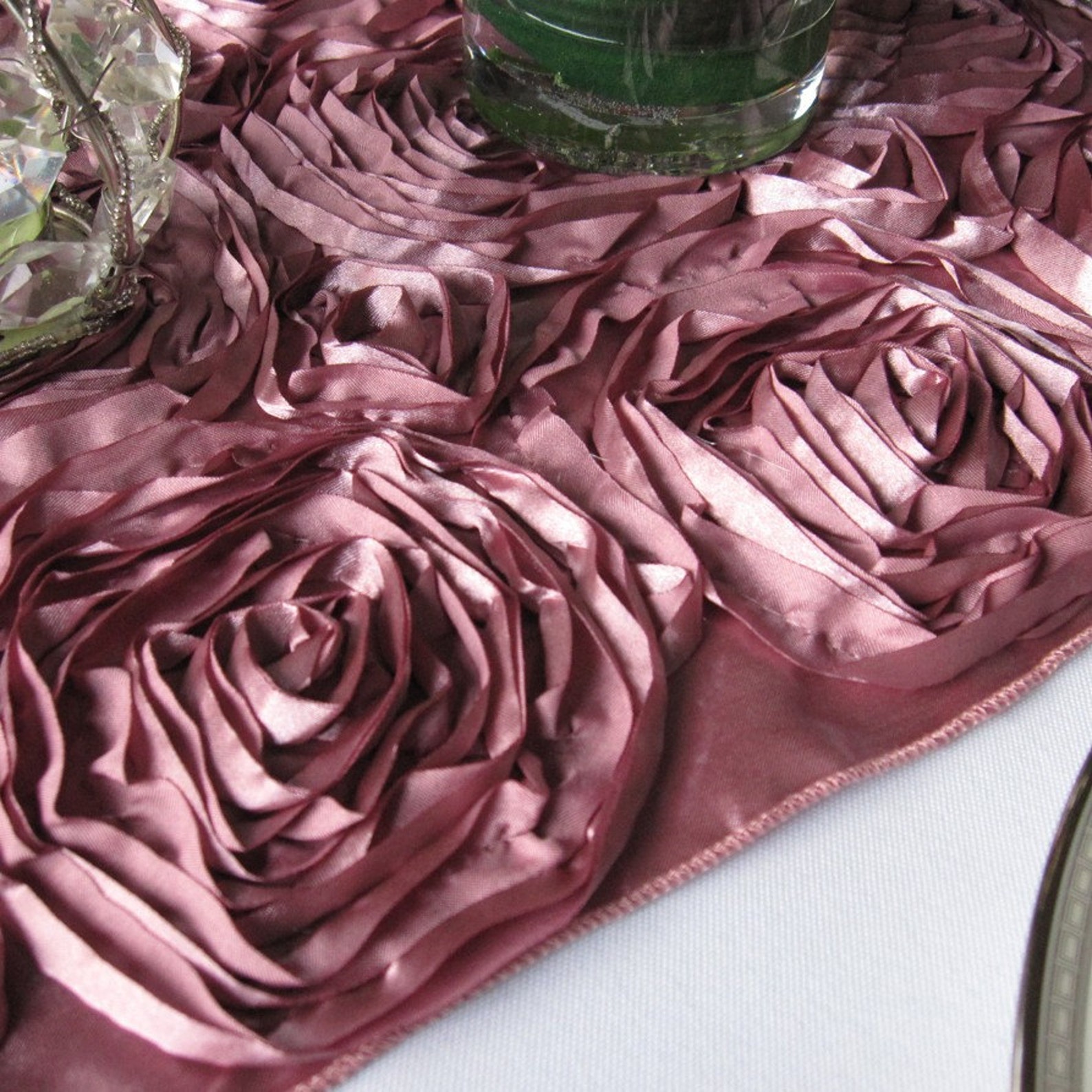 Satin Ribbon Rosette Wedding Table Runner - Dusty Rose - Etsy