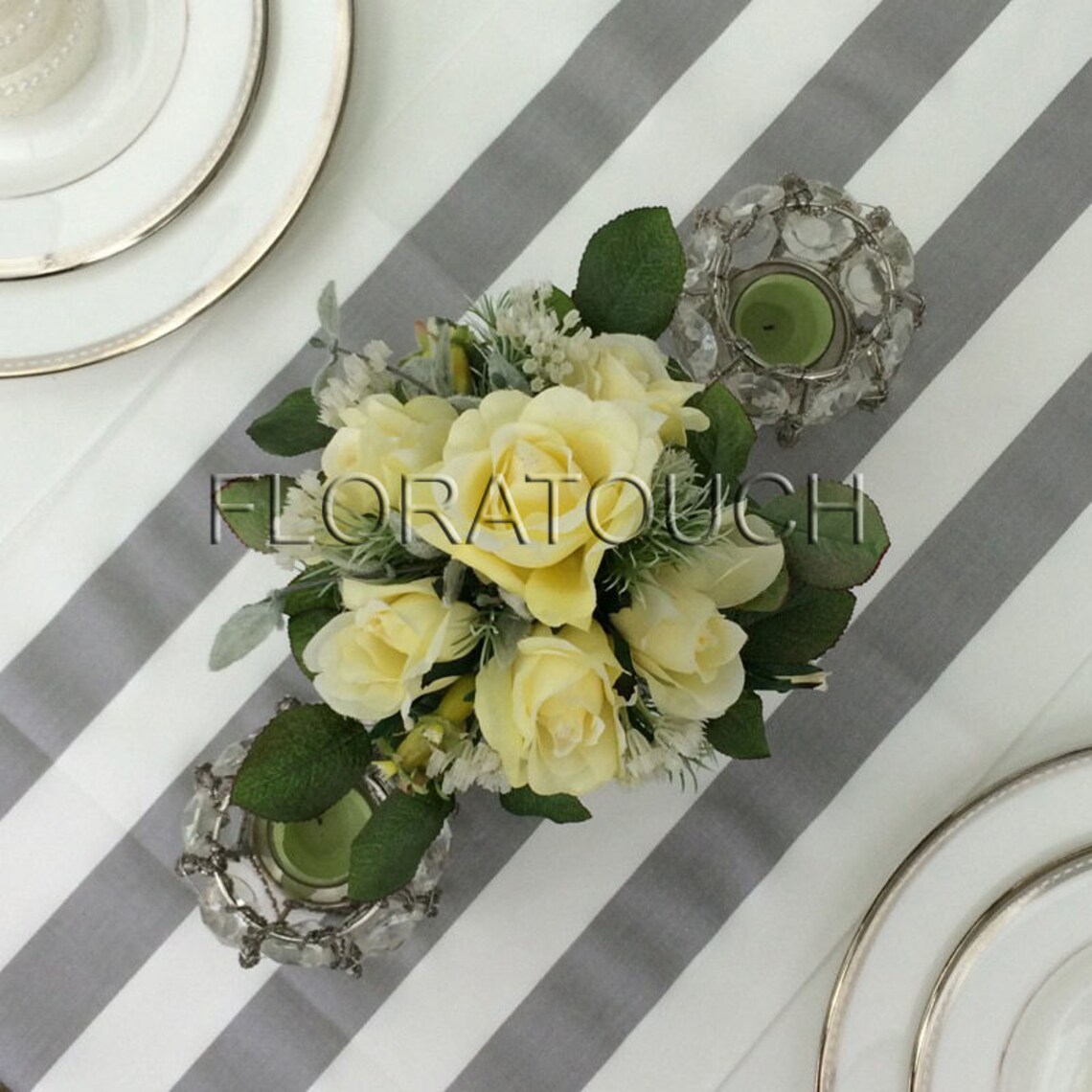 Gray Stripe Table Runner Gray and White Striped Wedding Table | Etsy