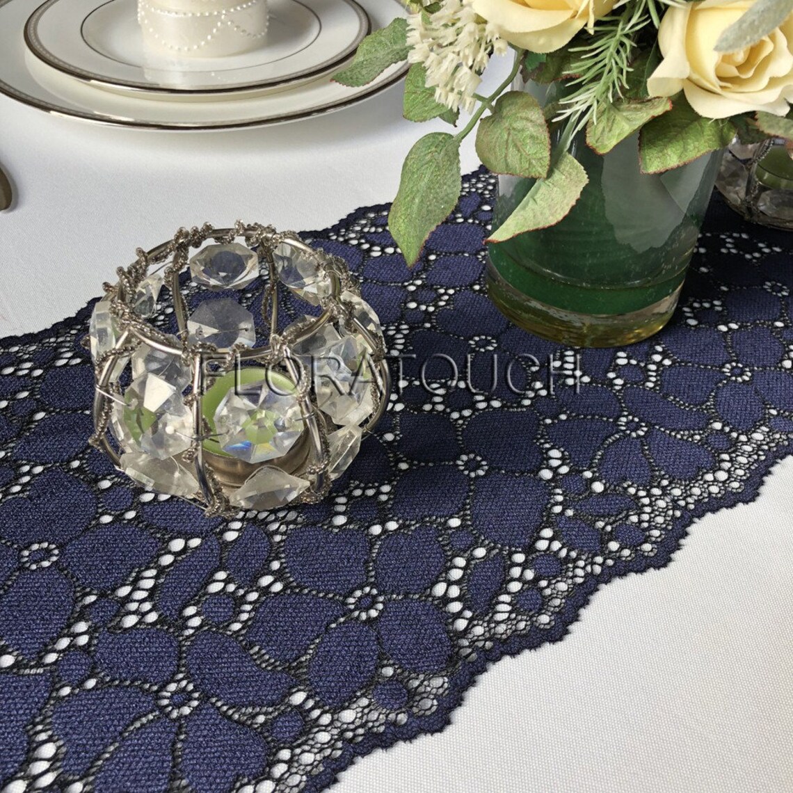 Dark Navy Blue Lace Table Runner Wedding Table Runner LBN11 - Etsy