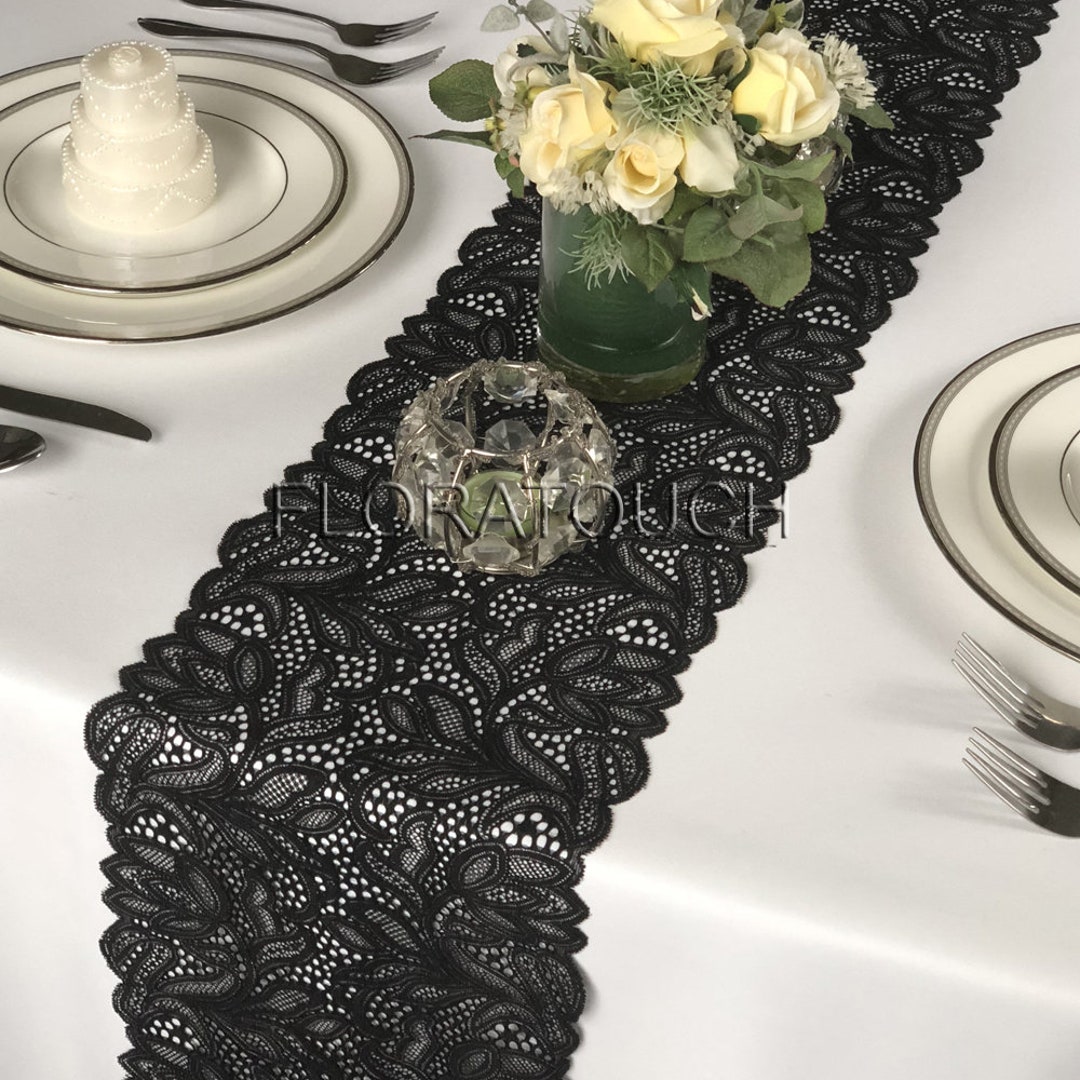 Black Floral Lace Table Runner Style Lblk07 - Etsy