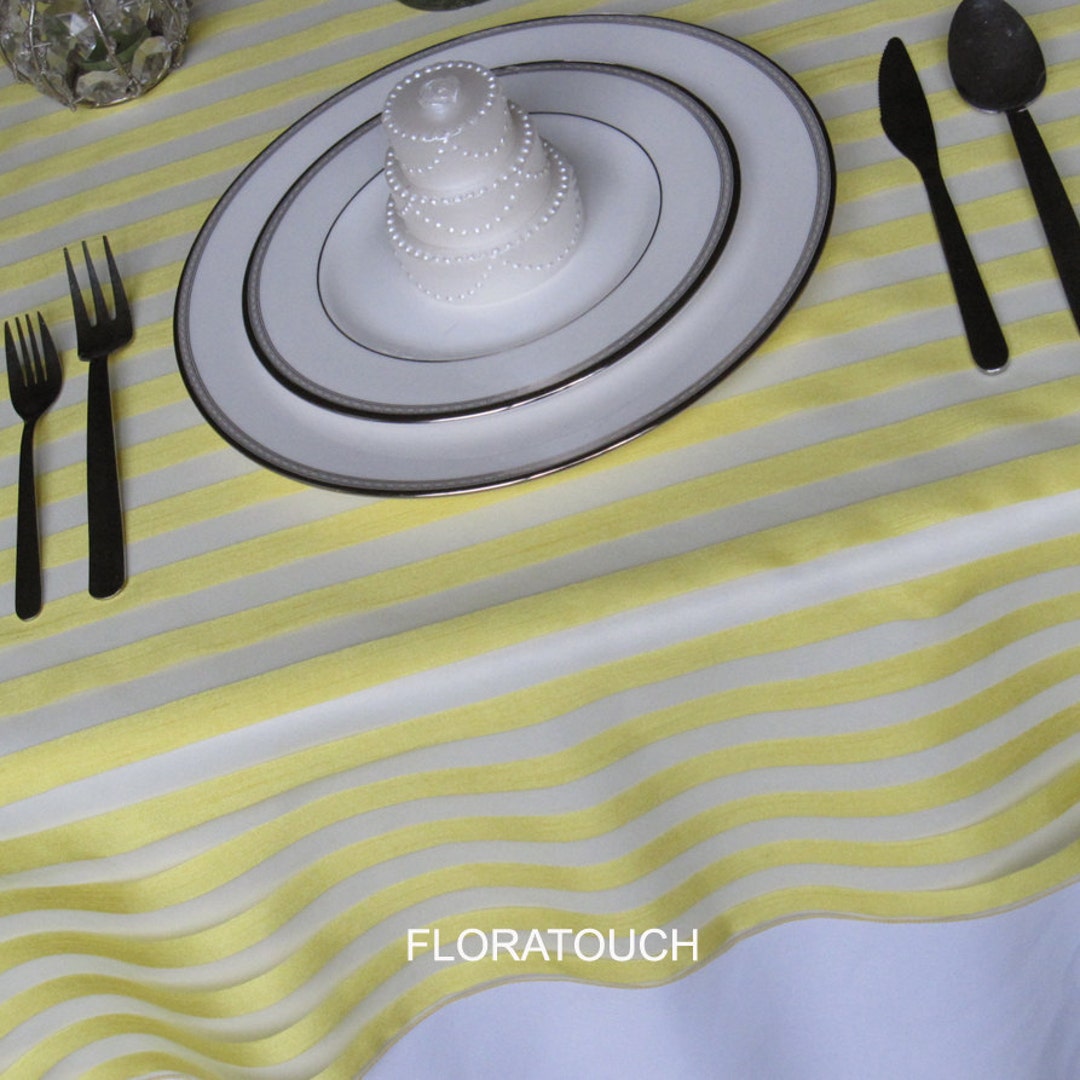 Yellow Striped Organza Tablecloth Table Overlay - Etsy