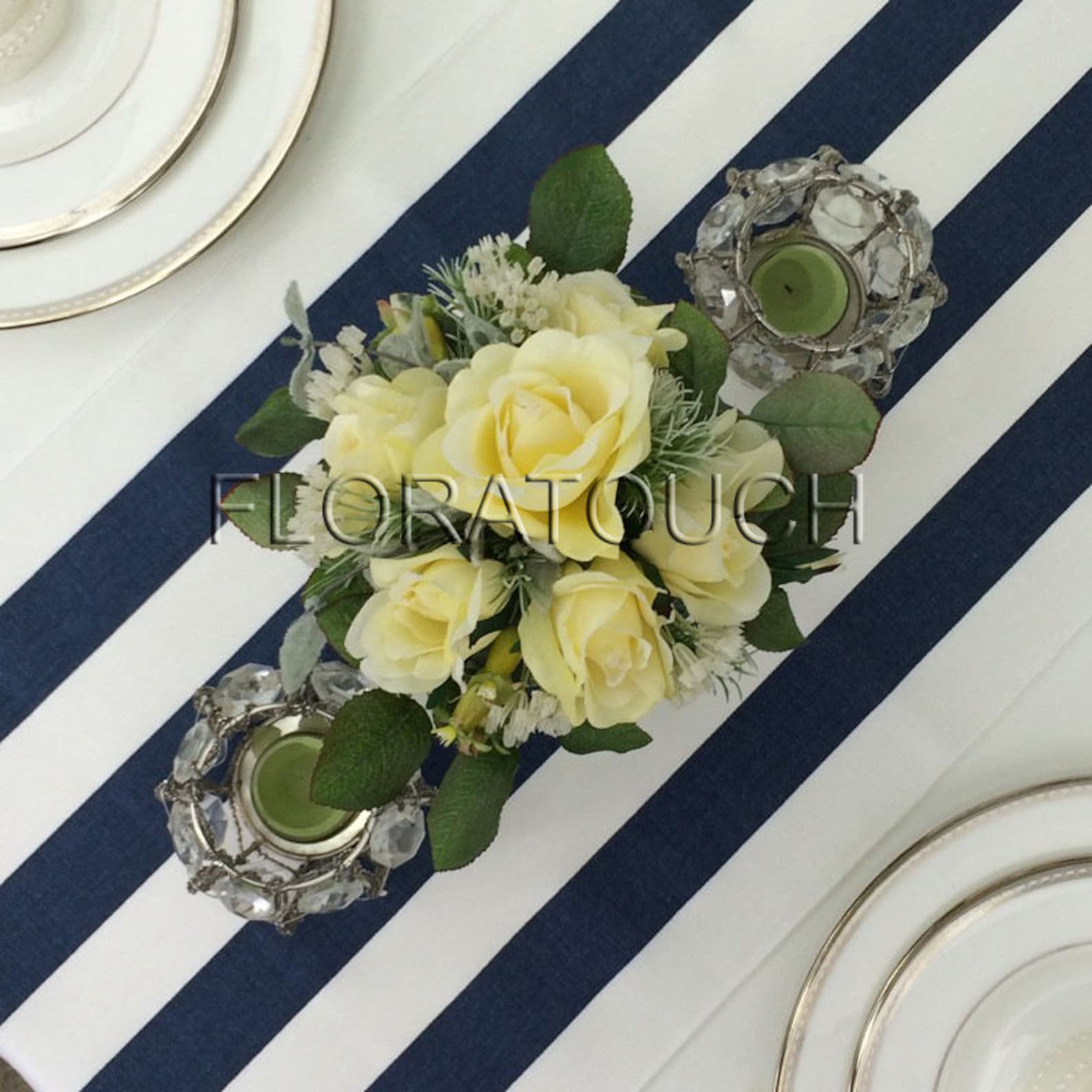 Navy Stripe Table Runner Navy and White Striped Wedding Table - Etsy