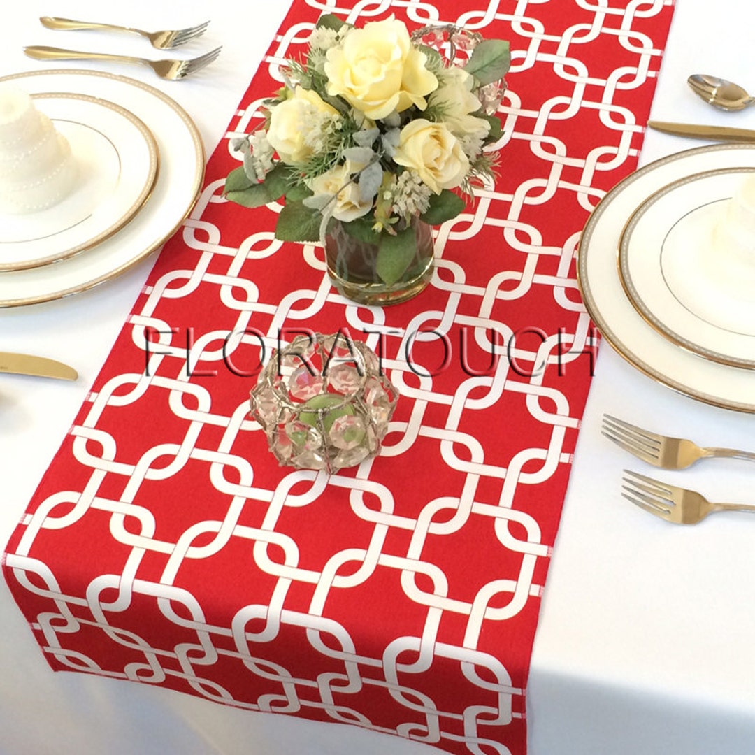 Red and White Chain Link Table Runner Wedding Table Runner - Etsy