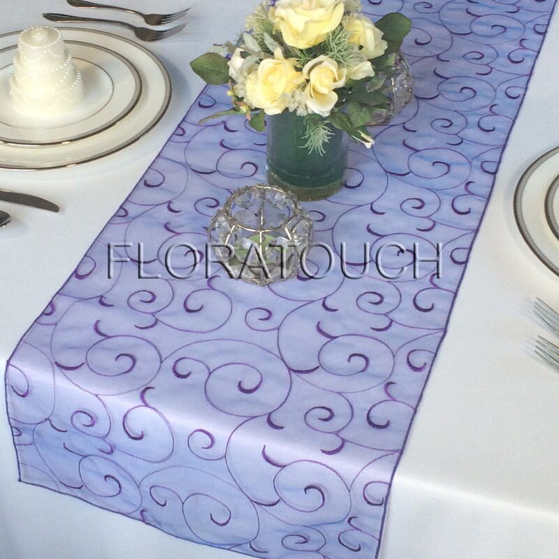 Bluish Purple Swirl Organza Table Runner | Etsy