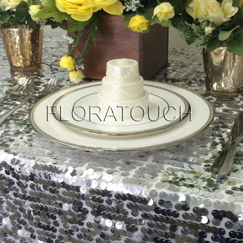 Silver Sparkling Sequins Wedding Table Overlay Other Colors - Etsy