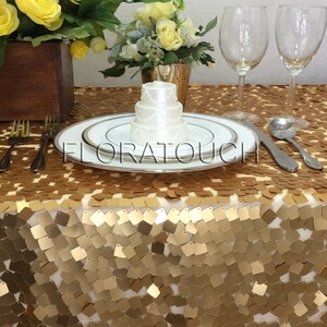 Gold Dazzle Square Sequin Tablecloth Wedding Table Overlay - Other ...