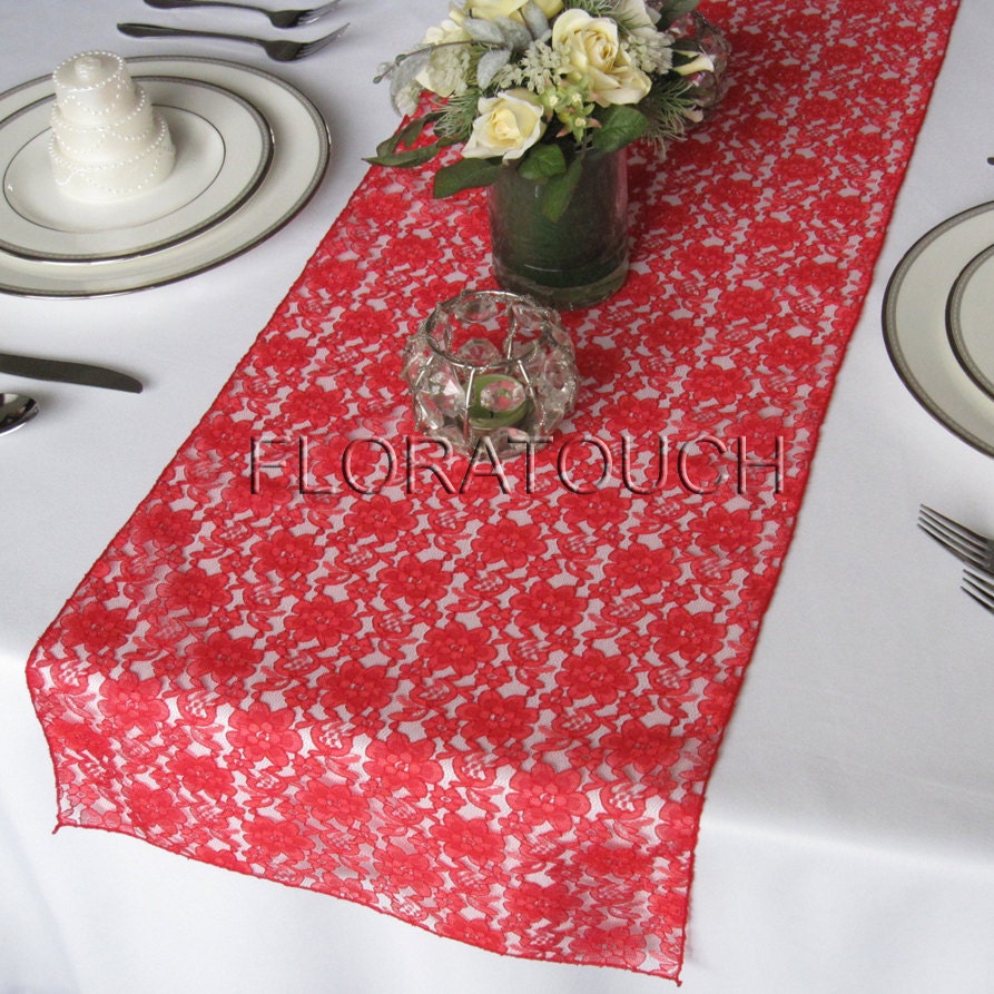 Red Lace Wedding Table Runner - Etsy