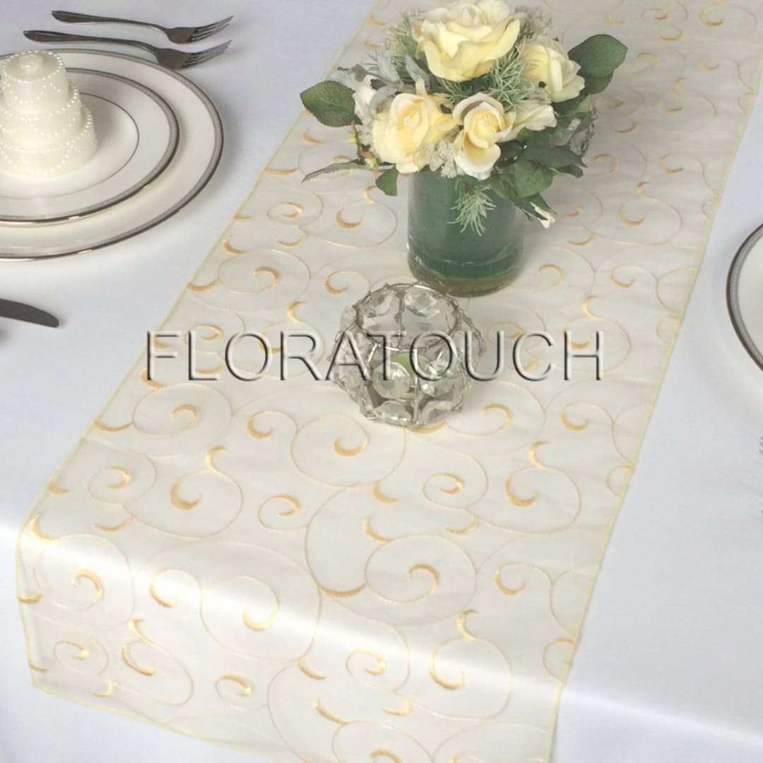 Gold Swirl Organza Wedding Table Runner - Etsy