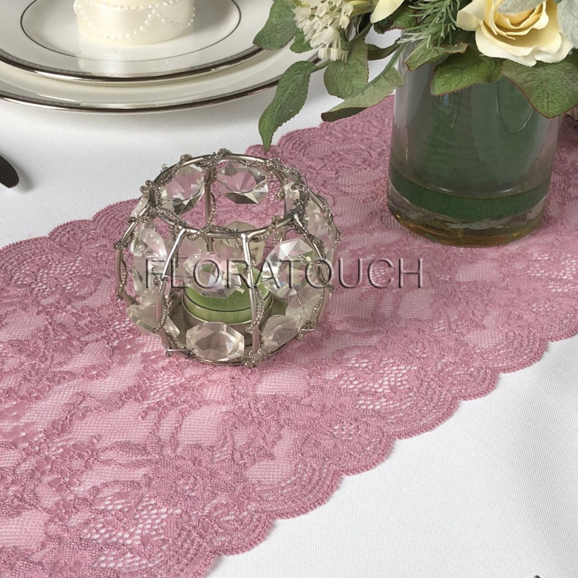 Rose Pink Lace Table Runner Wedding Table Runner LRS02 - Etsy
