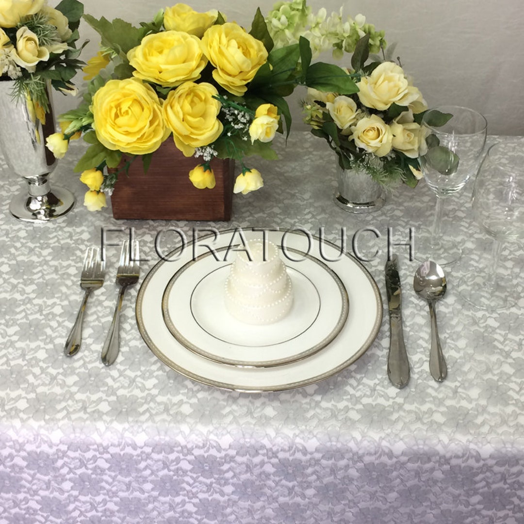 Silver Lace Tablecloth Overlay - Etsy