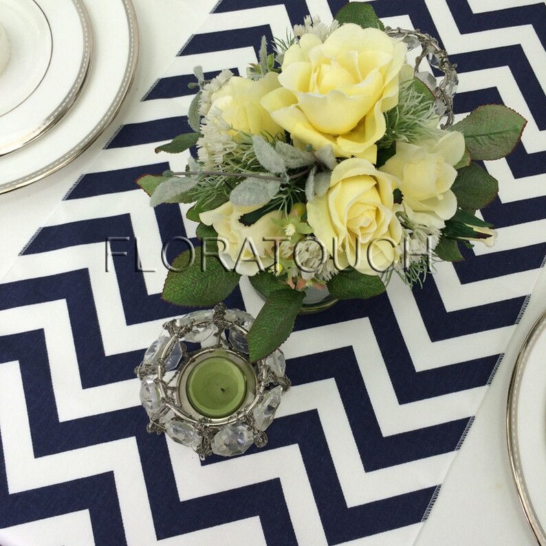 Navy Chevron Table Runner Navy and White Zigzag Wedding Table | Etsy