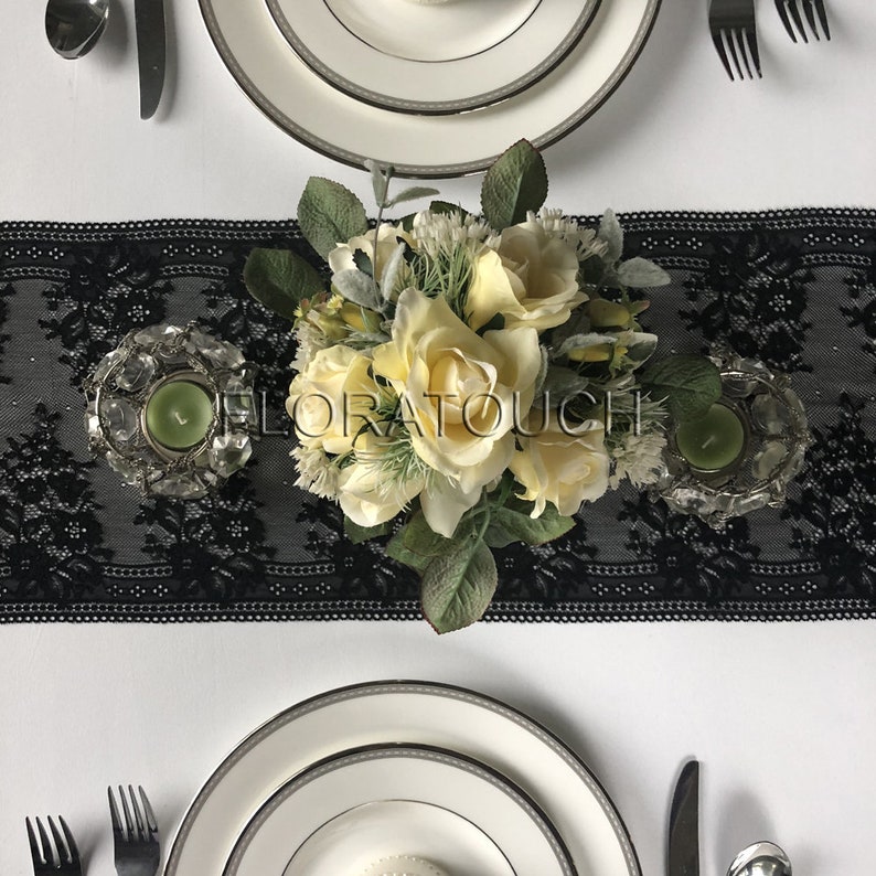 Black Floral Lace Table Runner Style Lblk10 - Etsy
