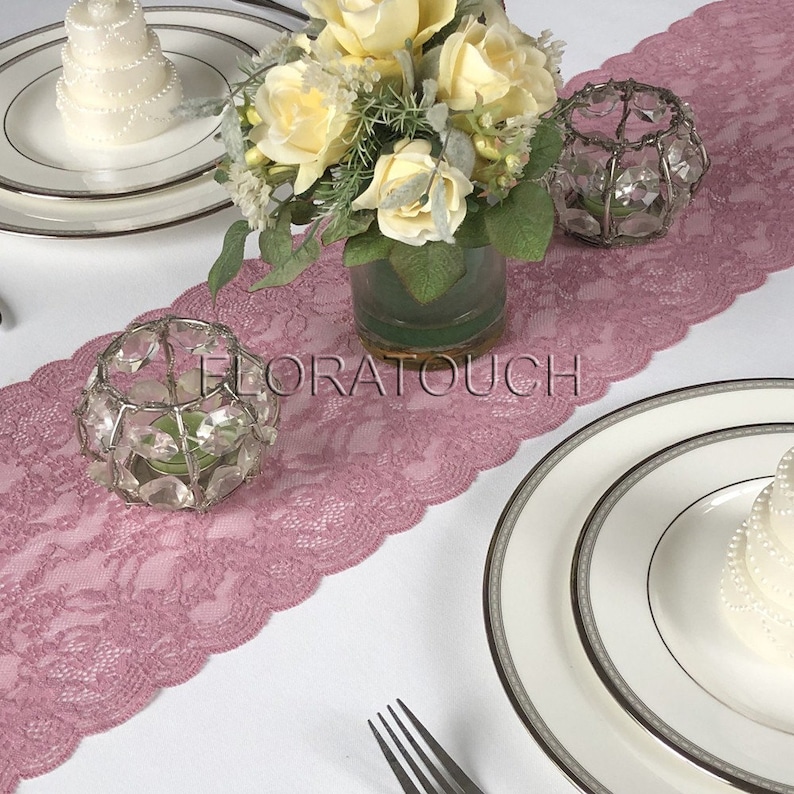 Rose Pink Lace Table Runner Wedding Table Runner LRS02 - Etsy