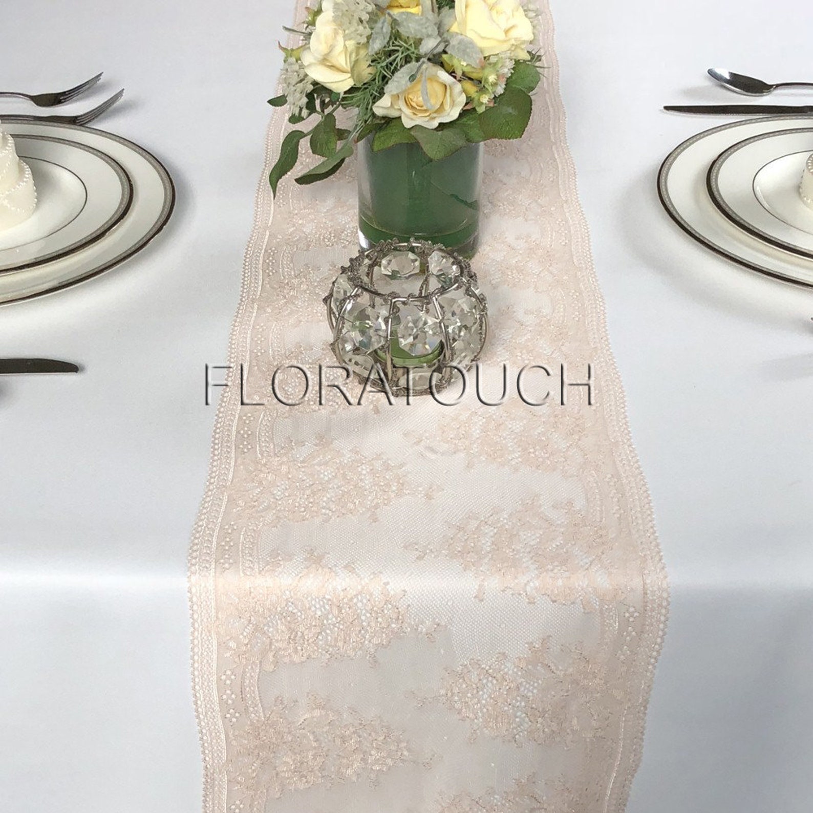 Light Pink Lace Table Runner Wedding Table Runner 9.5 - Etsy