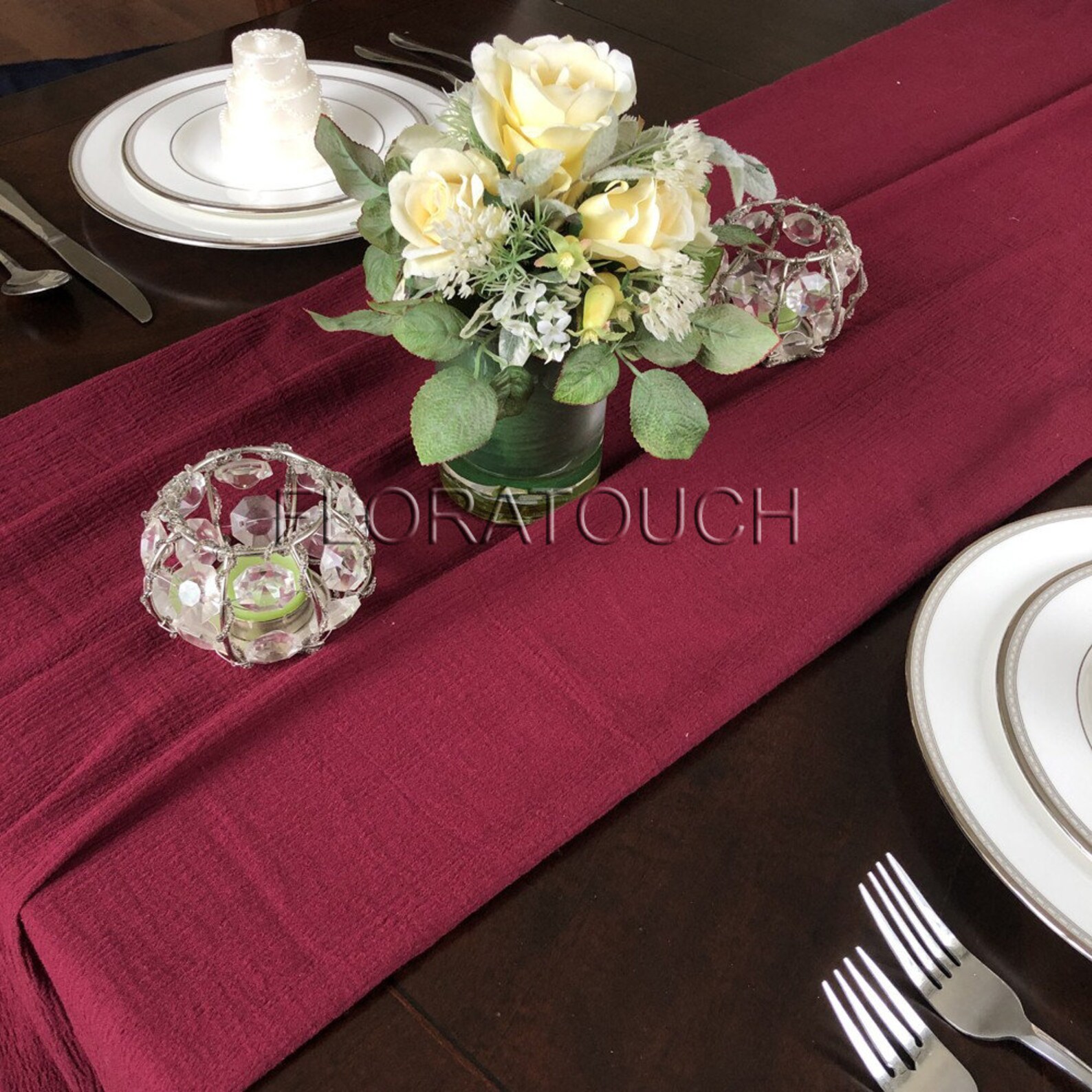 Rustic Wedding Table Runner Burgundy Gauze Table Runner Boho | Etsy
