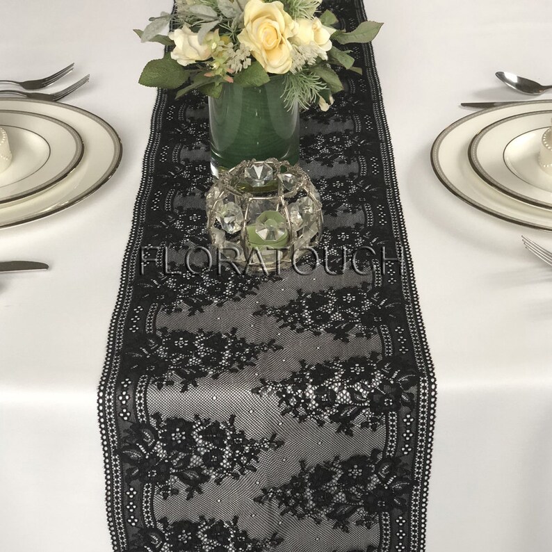 Black Floral Lace Table Runner Style Lblk10 - Etsy