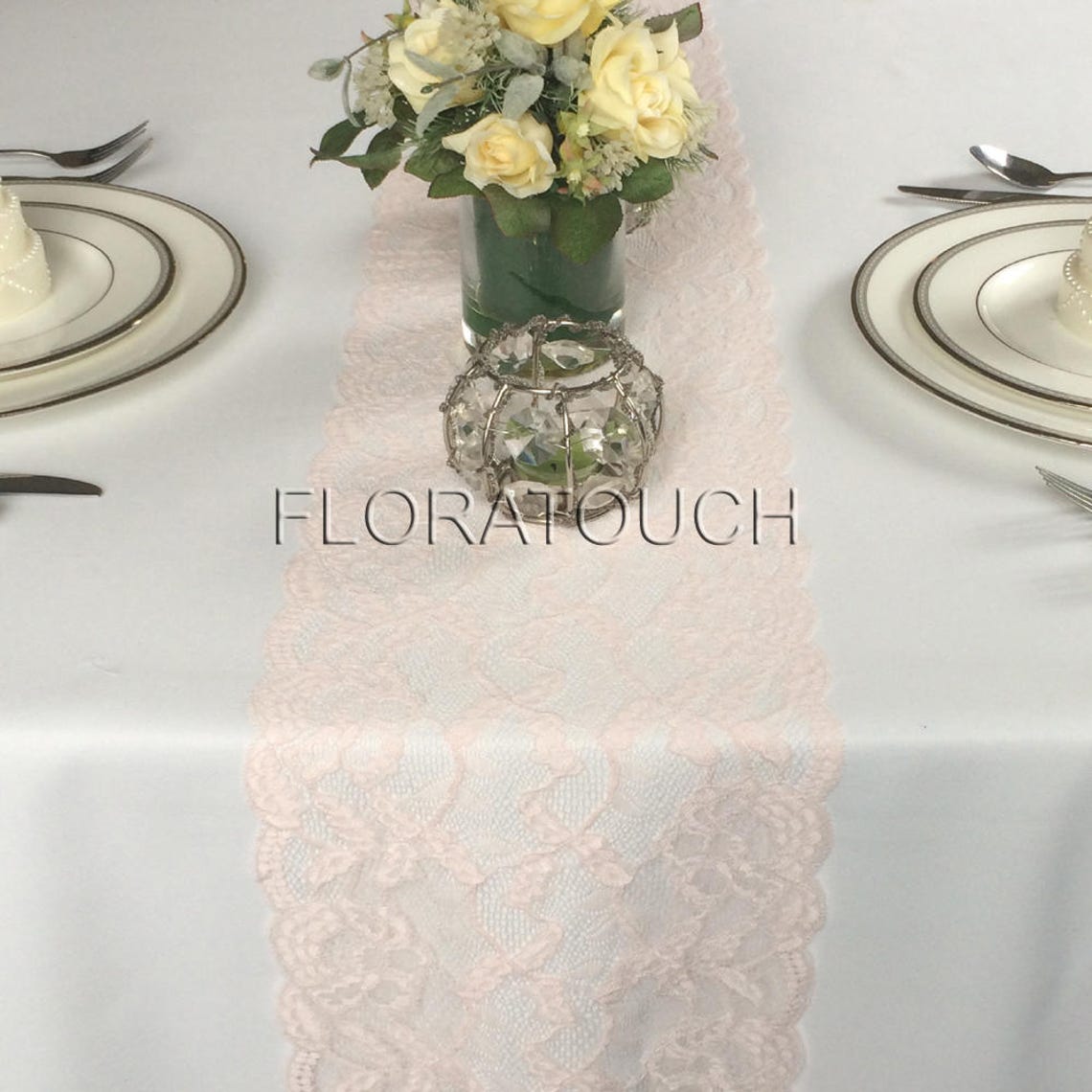 Light Pink Lace Table Runner Wedding Table Runner 9 Wide - Etsy