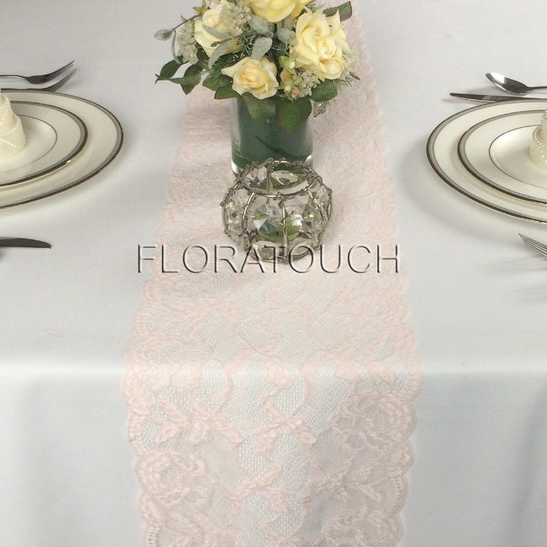 Light Pink Lace Table Runner Wedding Table Runner 9" Wide LPNK11 - Etsy