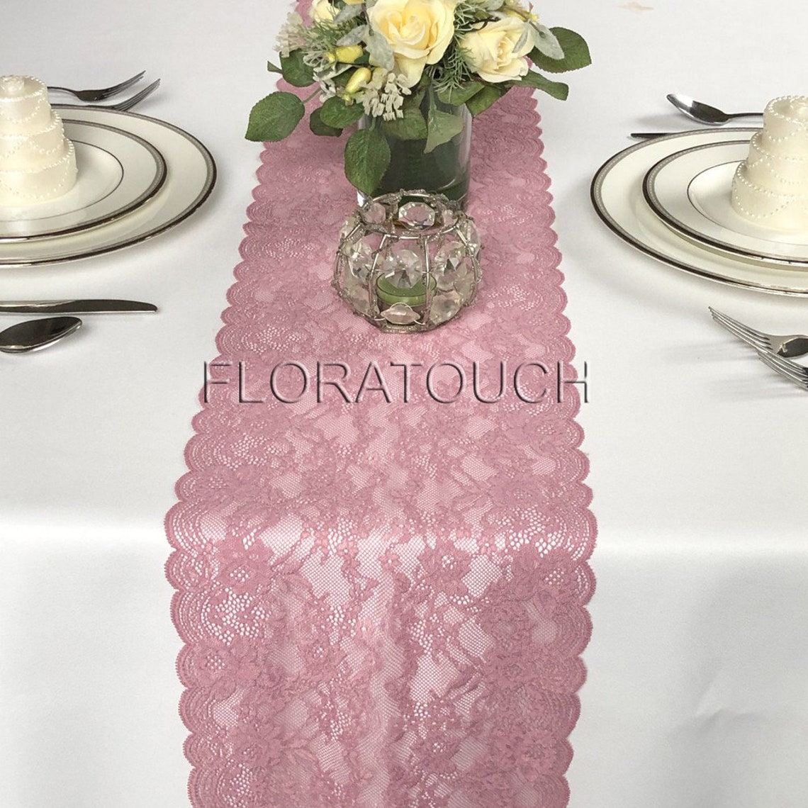 Rose Pink Lace Table Runner Wedding Table Runner LRS02 - Etsy