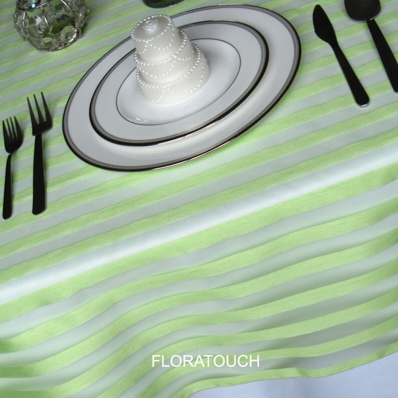 Yellow Striped Organza Tablecloth Table Overlay - Etsy