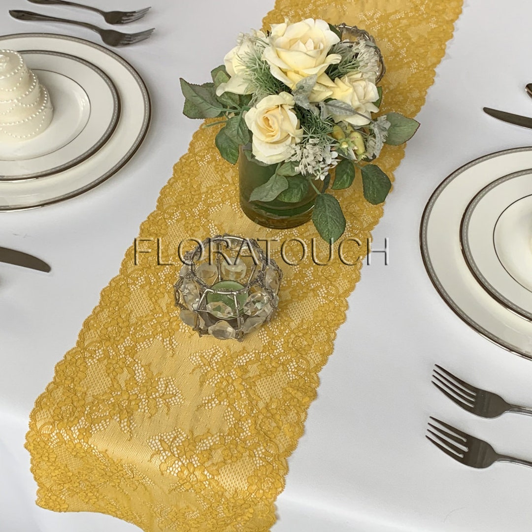 Dark Gold Yellow Lace Table Runner Wedding Table Runner LG3 - Etsy