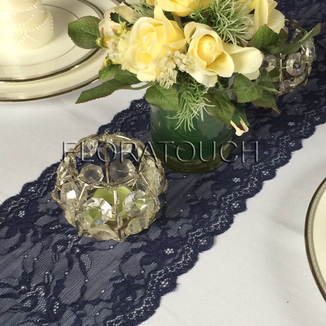 Navy Blue Lace Table Runner Wedding Table Runner LBN03 - Etsy