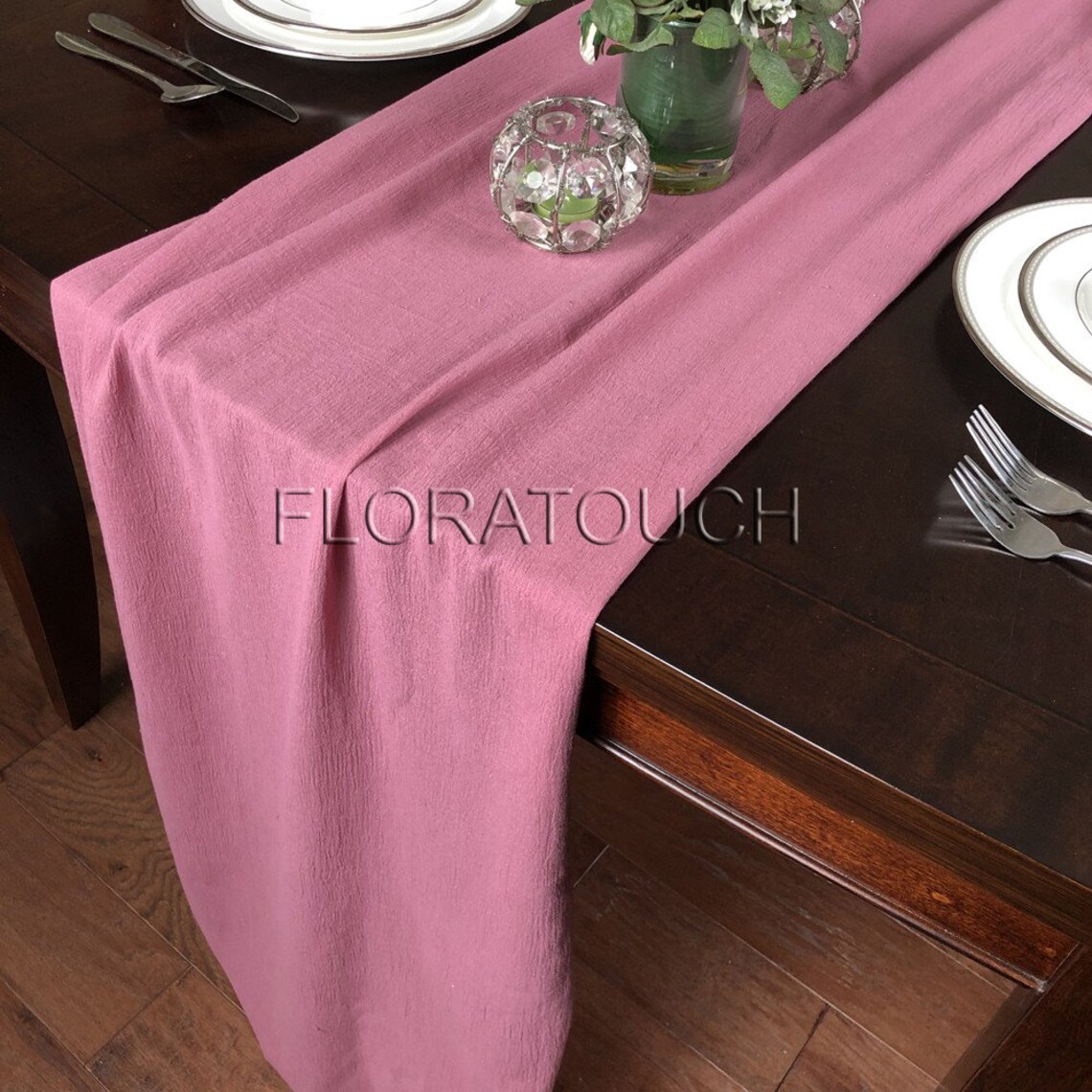 Rustic Wedding Table Runner Mauve Dusty Rose Gauze Table | Etsy