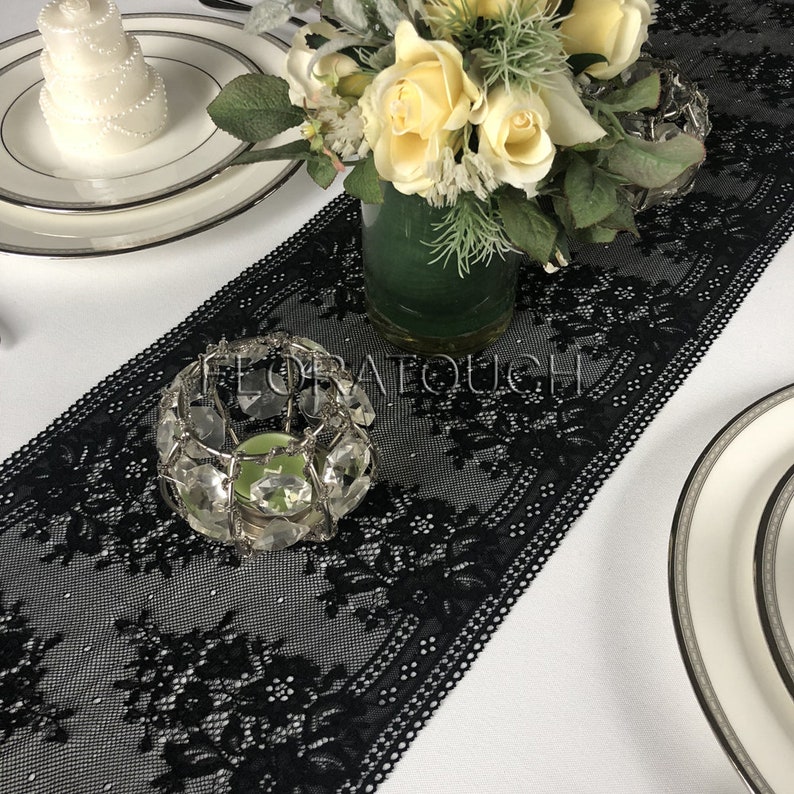 Black Floral Lace Table Runner Style Lblk10 - Etsy