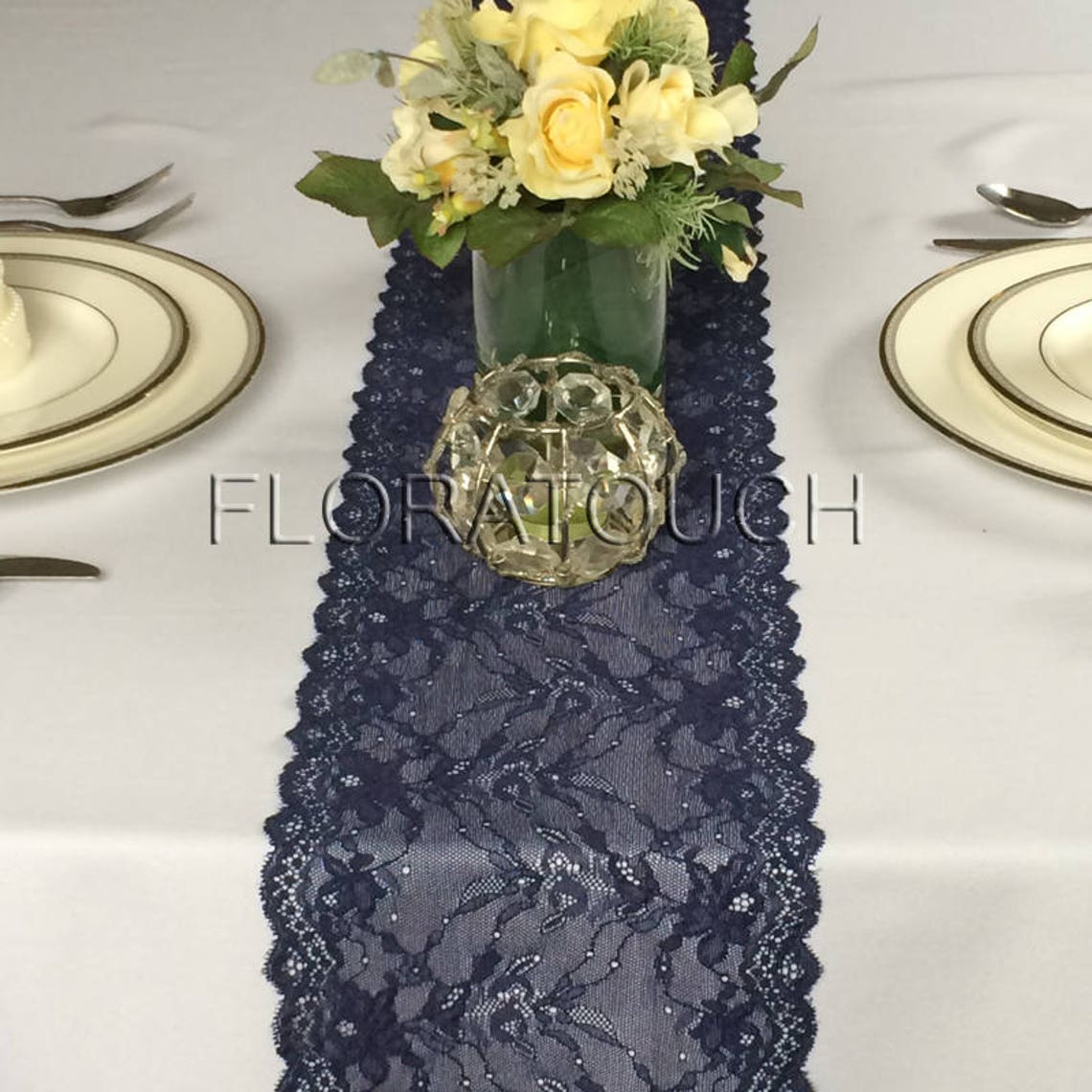 Navy Blue Lace Table Runner Wedding Table Runner LBN03 - Etsy