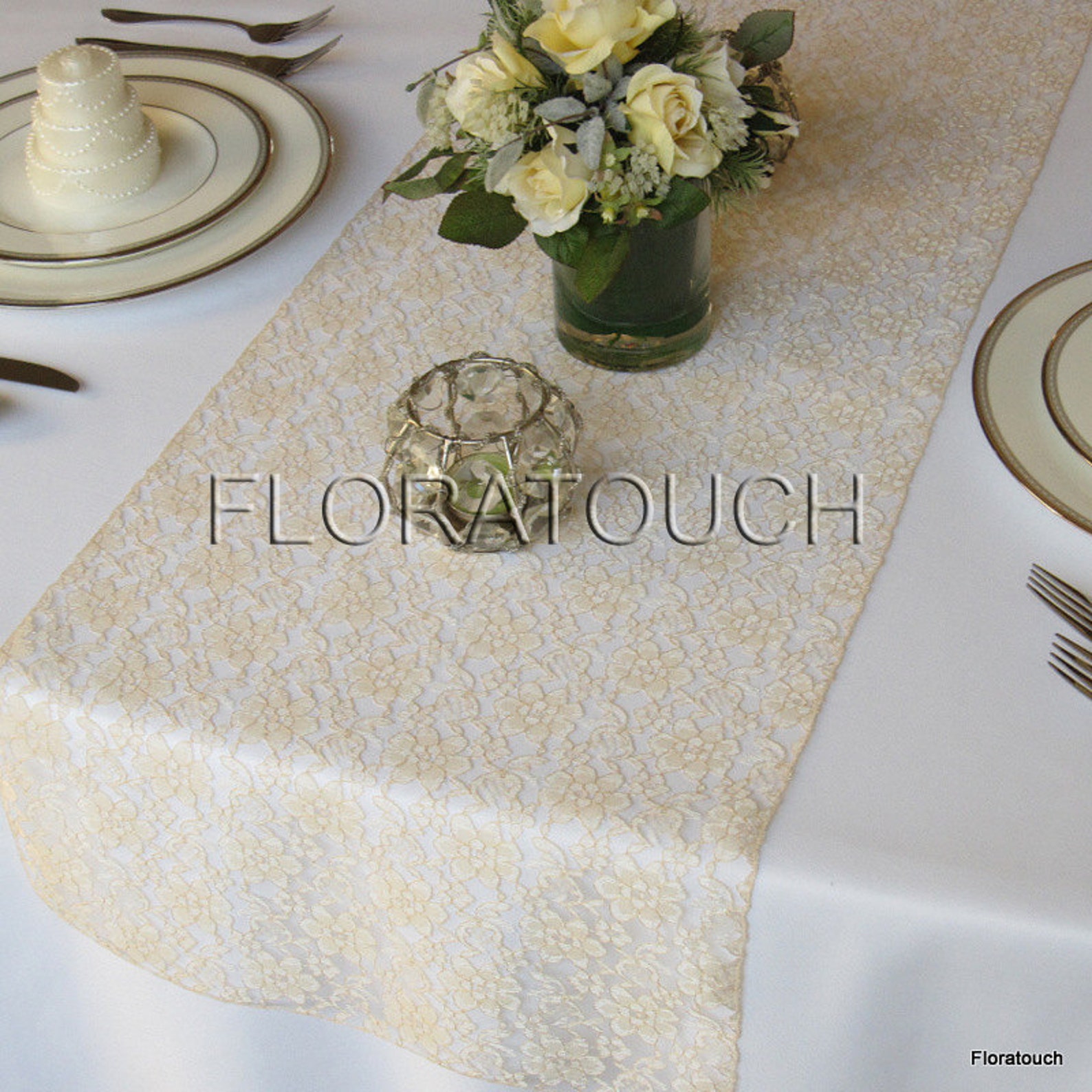 Champagne Lace Table Runner Wedding Table Runner - Etsy