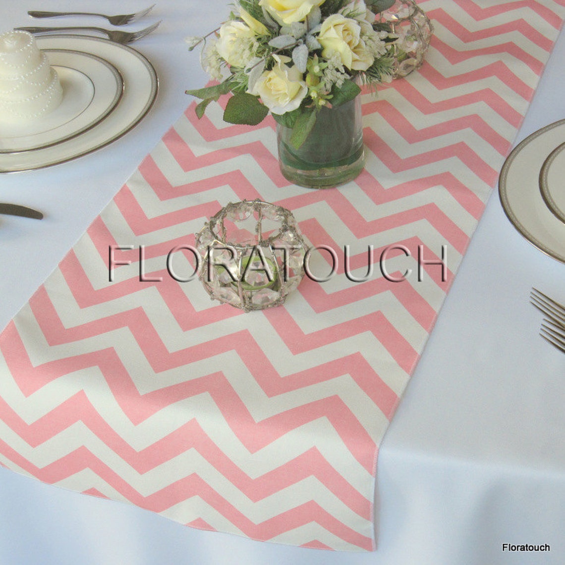 Light Pink Chevron Table Runner Zigzag Wedding Table Runner - Etsy