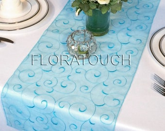 Swirl Embroidered Organza Table Runner many Colors Available - Etsy
