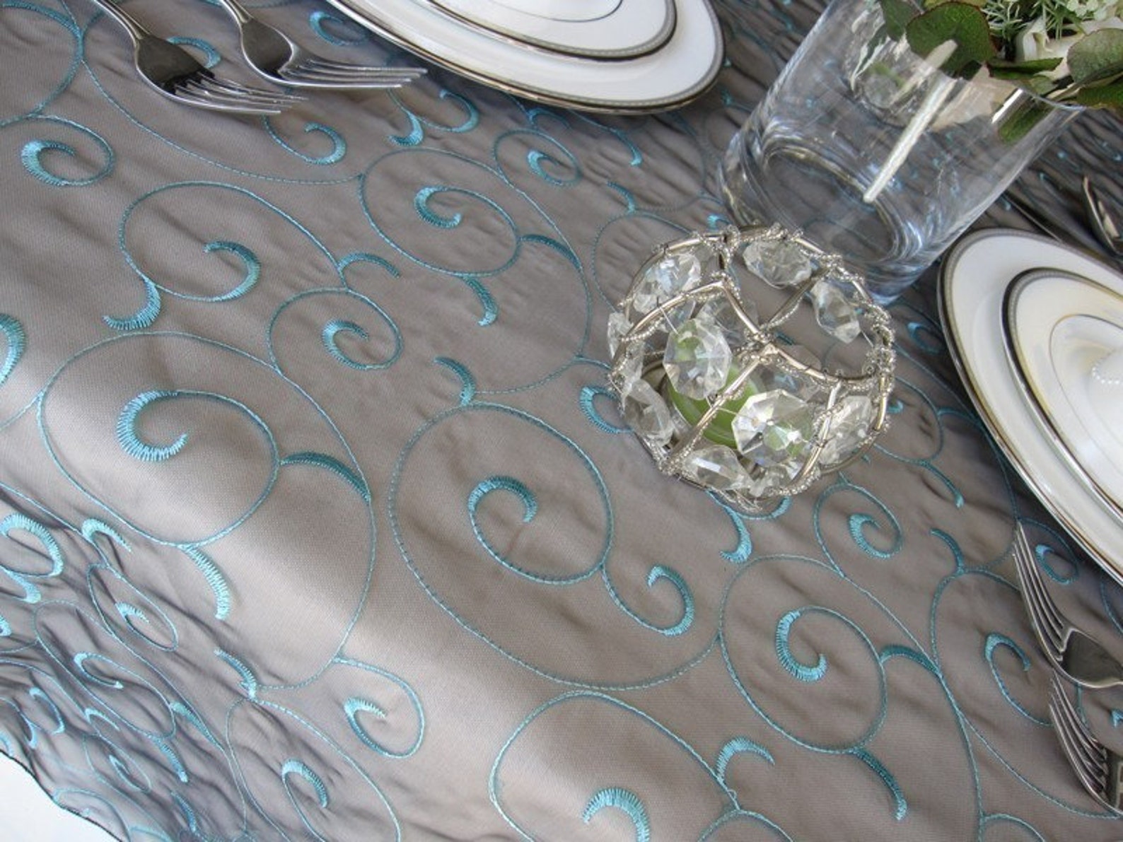 Swirl Organza Embroidery Wedding Table Overlay - Etsy