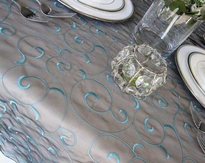 Swirl Organza Embroidery Wedding Table Overlay - Etsy