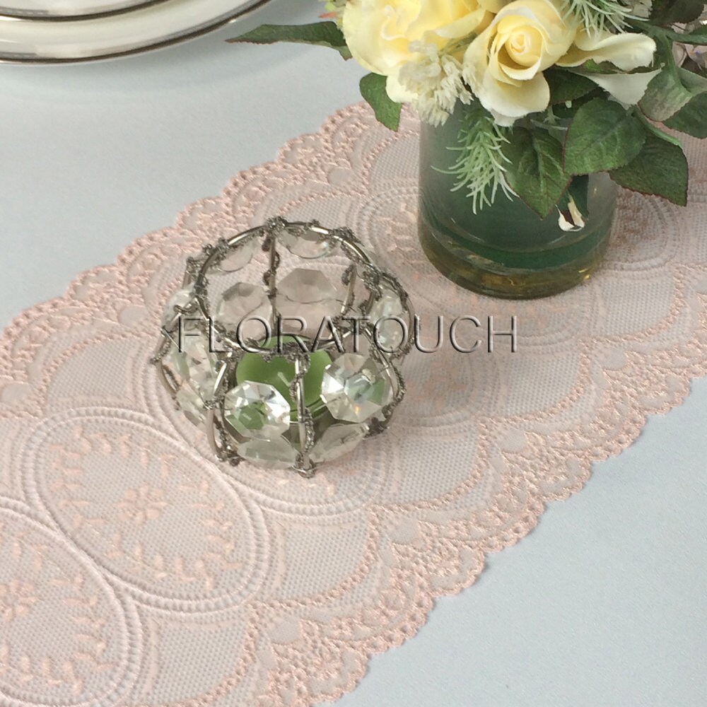 Peachy Blush Pink Lace Table Runner Wedding Table Runner | Etsy
