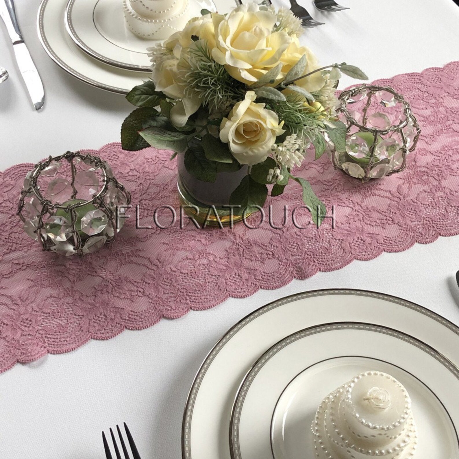 Rose Pink Lace Table Runner Wedding Table Runner LRS02 - Etsy