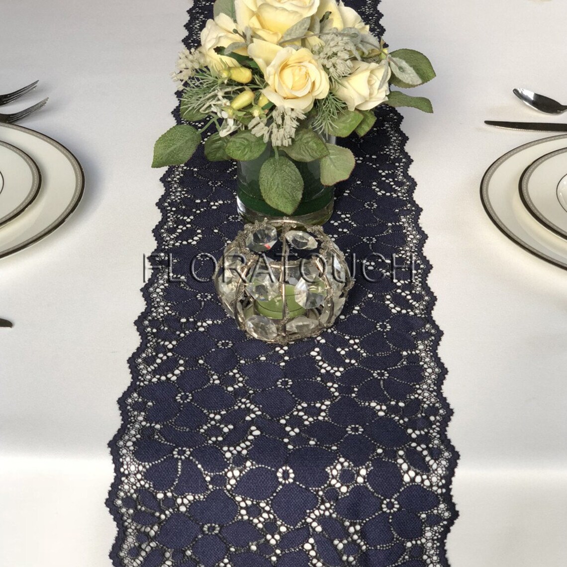 Dark Navy Blue Lace Table Runner Wedding Table Runner LBN11 - Etsy