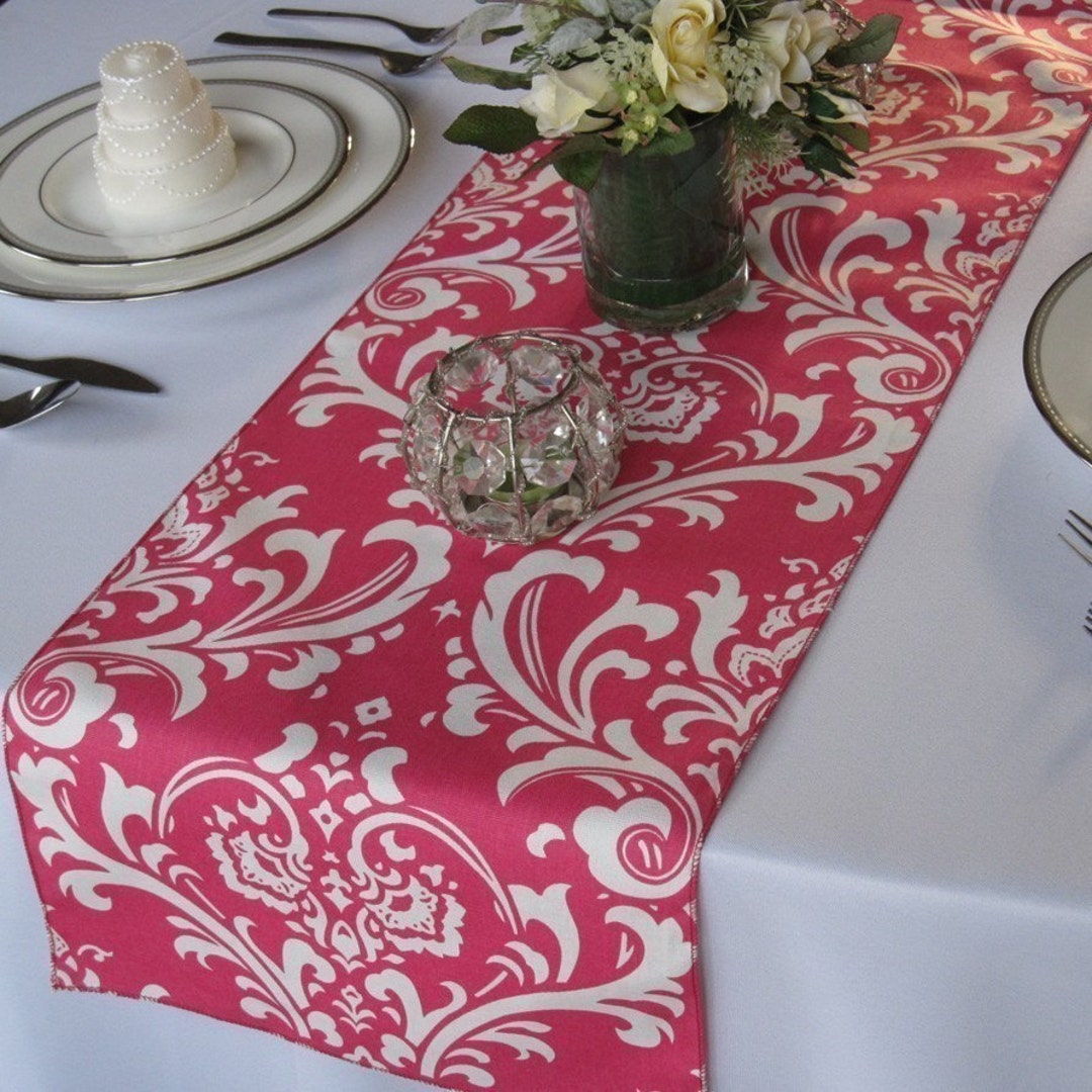 Traditions Hot Pink and White Damask Wedding Table Runner - Etsy