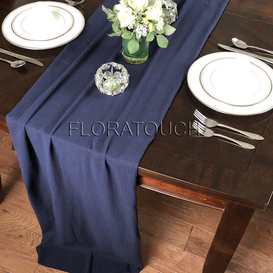 Rustic Wedding Table Runner Navy Blue Gauze Table Runner Boho Wedding ...