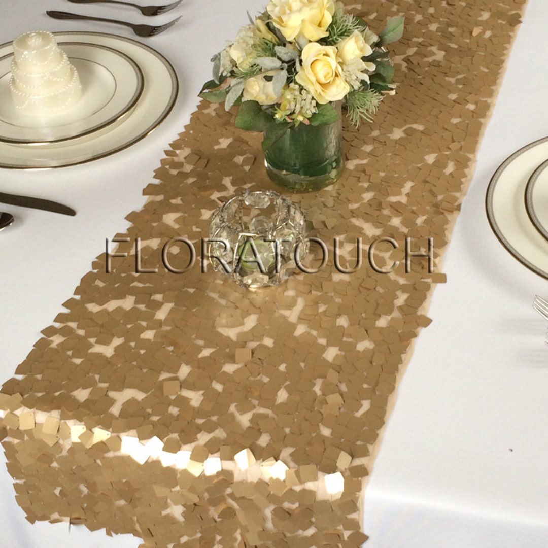 Dark Gold Dazzle Square Sequin Table Runner Wedding Table Runner - Etsy