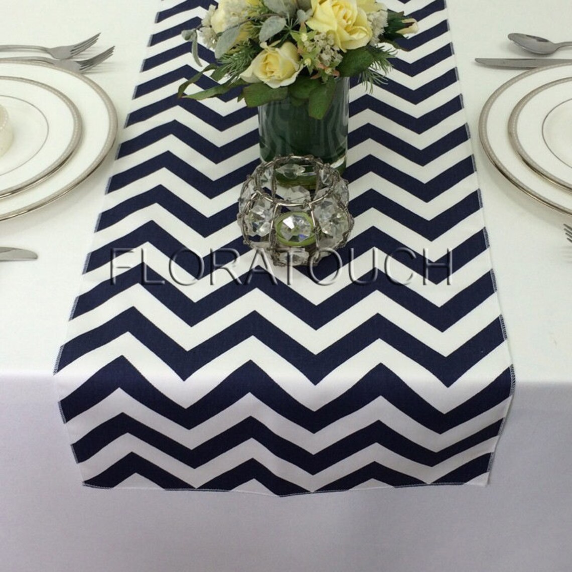 Navy Chevron Table Runner Navy and White Zigzag Wedding Table - Etsy
