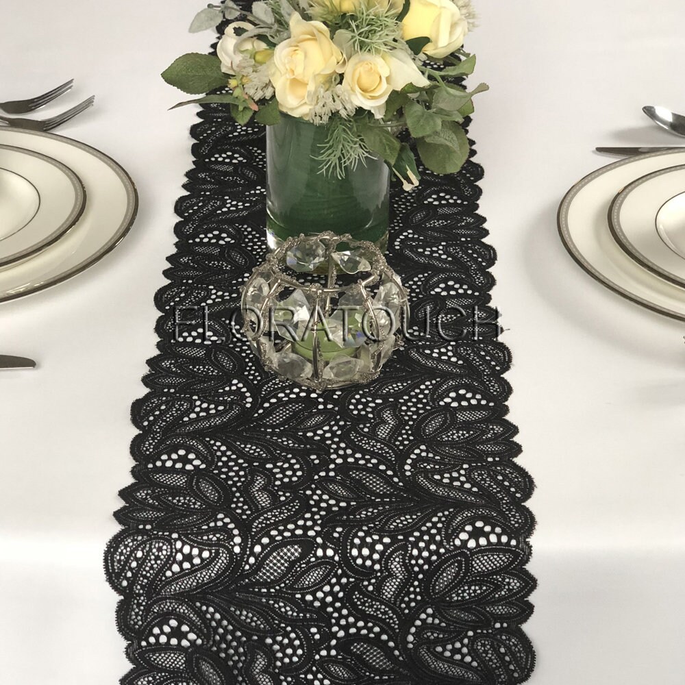 Black Floral Lace Table Runner Style Lblk07 | Etsy